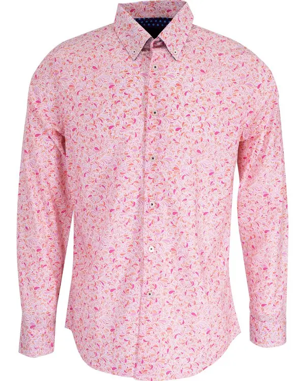 LORDS OF HARLECH Mitchell Small Swirl Shirt In Candy - Pink