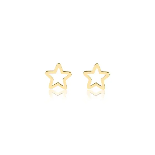 SOLIO JEWELLERY 18k Solid Gold Star Stud Earrings - Gold/yellow