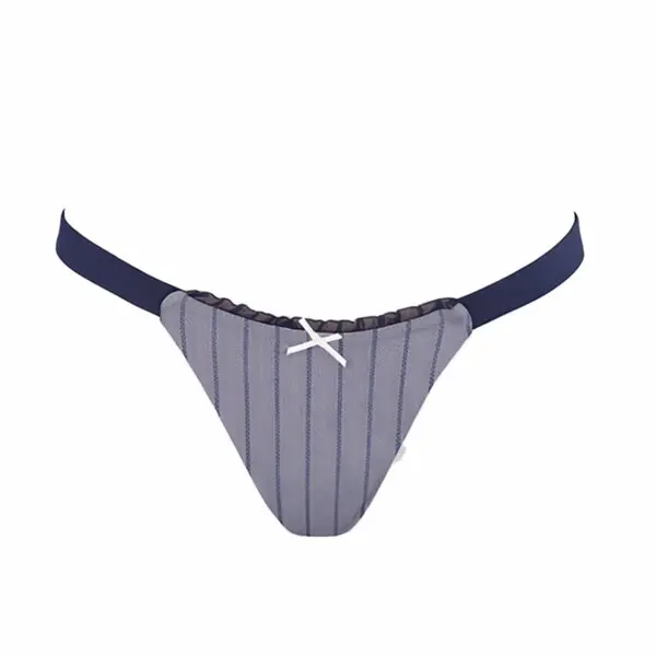 BELLETAGE SWIMWEAR Pinstripe Bikini Bottom - Blue/grey