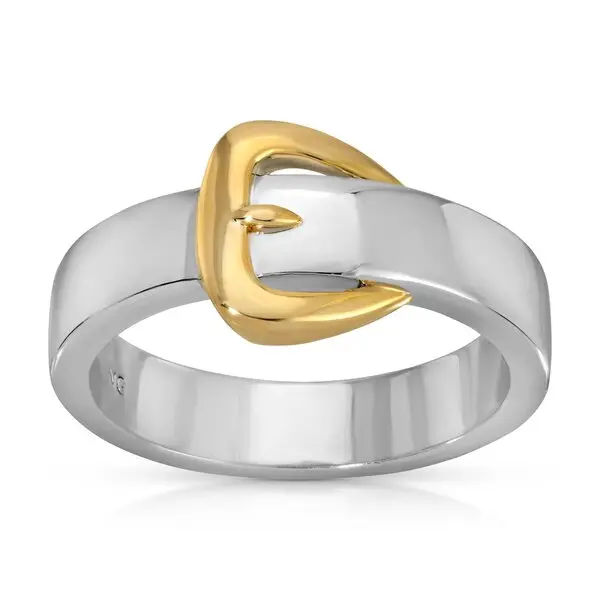 NATIVE GEM Belt Buckle Motif Ring - Silver/gold