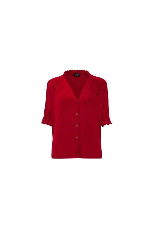 JAMES LAKELAND Jersey V-neck Blouse