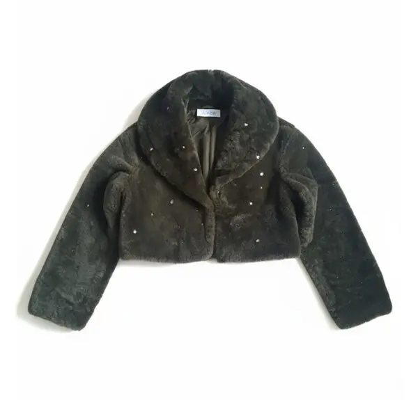ADIBA Celestial Moss Bloom Faux Fur Jacket
