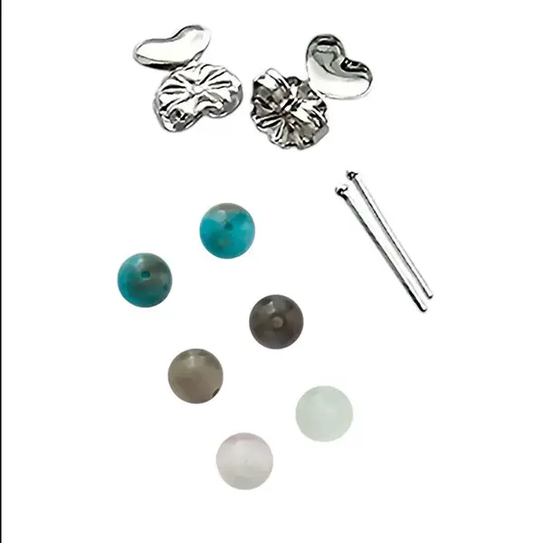 BELLATRICK Gemstone Set With Earring Backs And Headpins - Silver