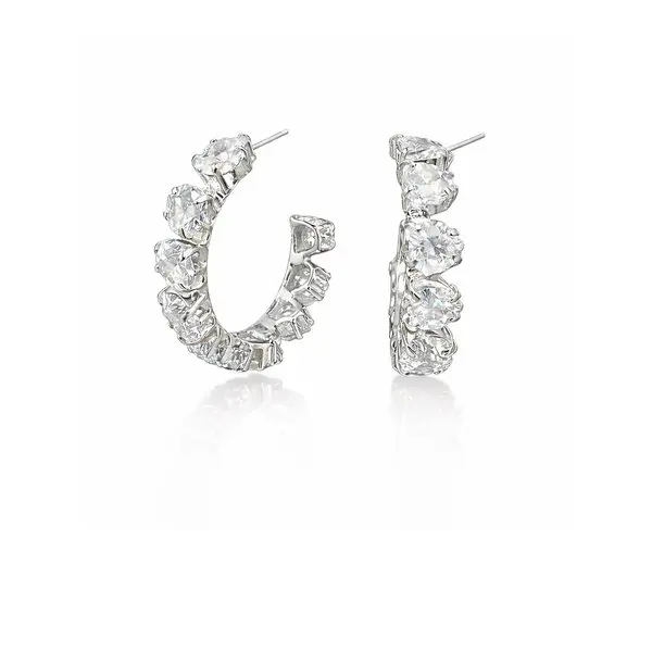 MAISON DE GALA Crystal Hoop Earrings - Silver