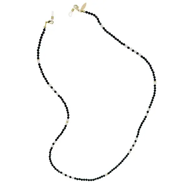 FARRA Spinel And Freshwater Pearls Eyeglasses Chain - Black