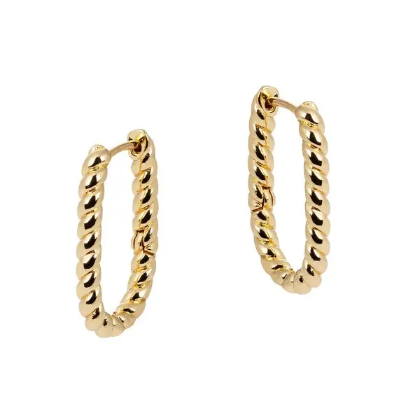 AMADEUS Lilly Twisted Rectangular Hoop Earrings - Gold