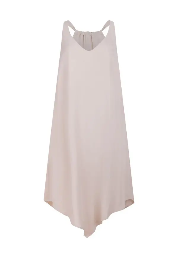HELENE GALWAS Viscose Dress With Drawstring - Beige