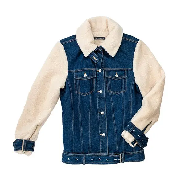 CIRCULAR PATH Teddy Denim Moto Jacket