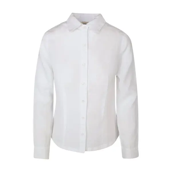 Haris Cotton Linen Long Sleeved Shirt With Darts - White