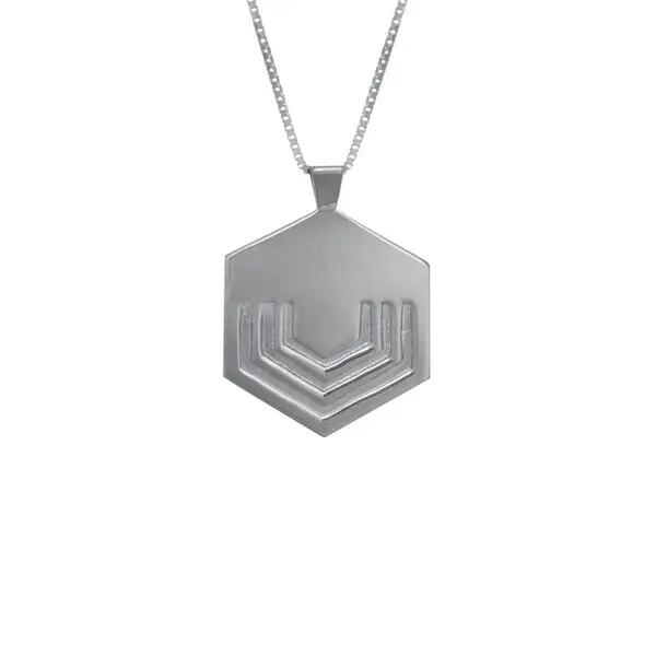 EDGE ONLY Hexagon Pendant Necklace - Silver