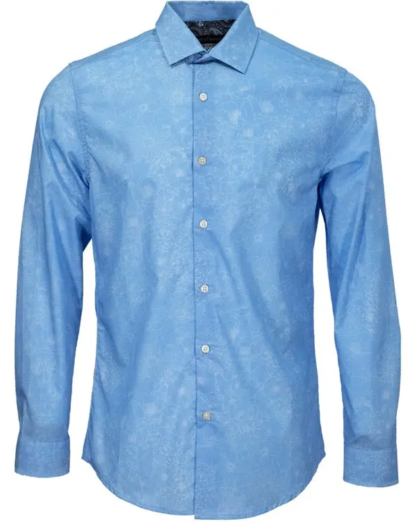 LORDS OF HARLECH Nigel Outline Floral Shirt - Blue