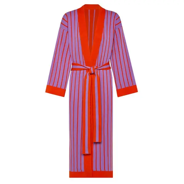 INGMARSON Striped Wool & Cashmere Cardigan With Belt