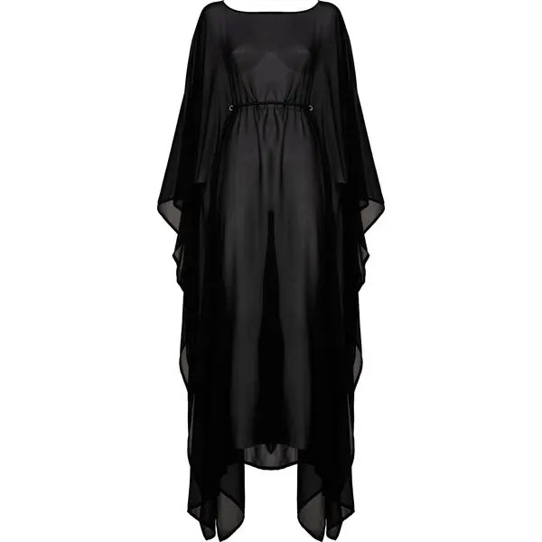 ANTONINIAS Vellichor Chiffon Beach Overlay With Adjustable Rope - Black