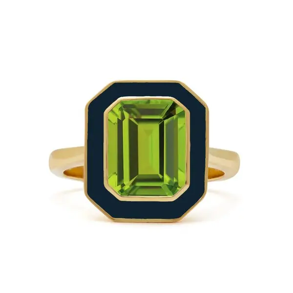 AUGUSTINE JEWELS Peridot And Enamel Cocktail Ring - Blue/green