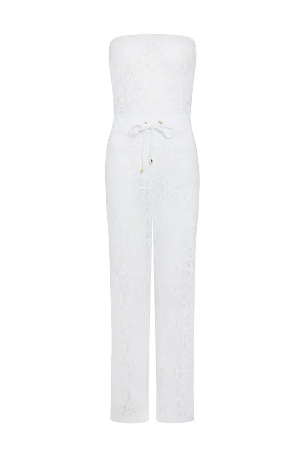 LEYLA MAYA Hattie Bandeau Jumpsuit - White