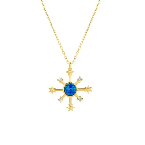 SPERO LONDON Opal Ship Wheel Sterling Silver Necklace - Gold