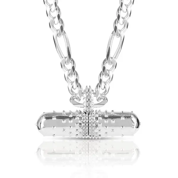 KASUN LONDON D Bar Pendant Necklace - Silver