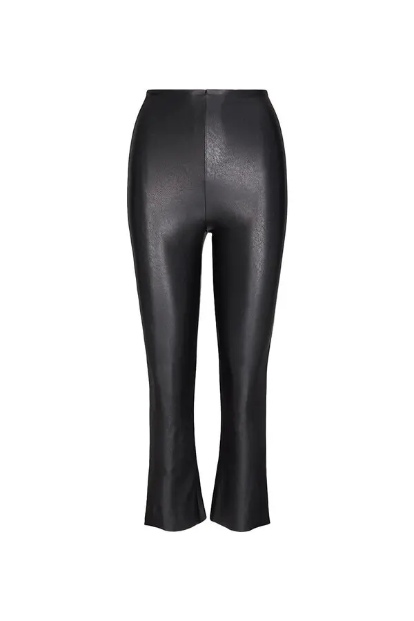 Commando Faux Leather Control Smoothing Crop Flare Slg33 - Black