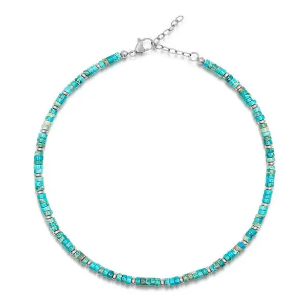 NIALAYA JEWELRY Heishi Turquoise Choker With Silver - Blue/green