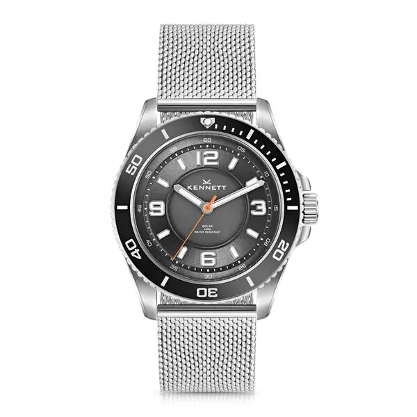 KENNETT WATCHES & ACCESSORIES Kennett Solaxplorer Watch With Milanese Mesh Strap - Grey/silver