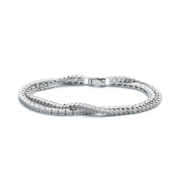 SHABELLA NYC Dual Chain Tennis Bracelet - Silver