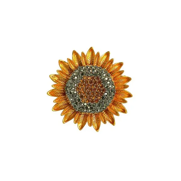 CHANEL JOAN ELKAYAM Sunflower Brooch In Yellow Enamel And Sterling Silver - Gold/orange/yellow