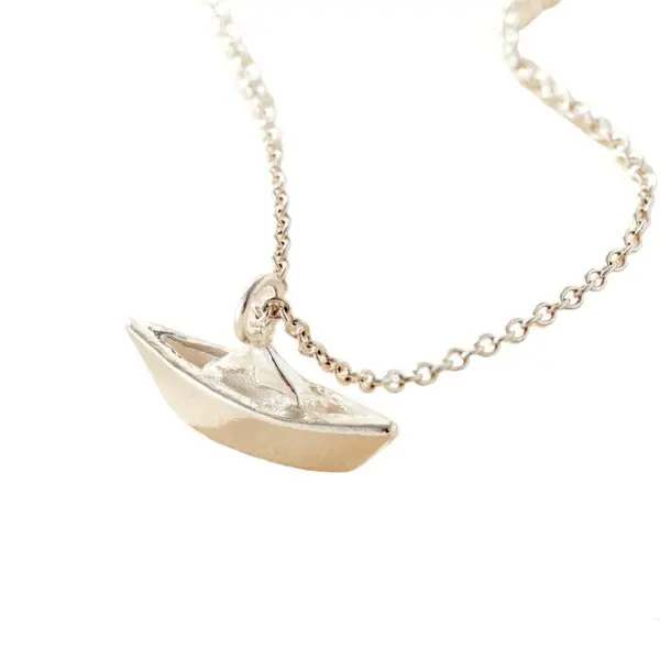 POSH TOTTY DESIGNS Sterling Origami Boat Charm Necklace - Silver