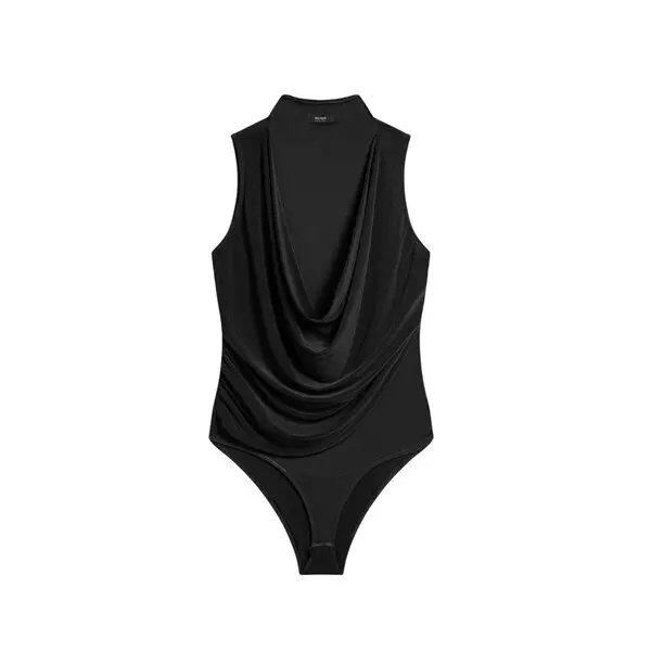 NOCTURNE Draped Mesh-panel Bodysuit