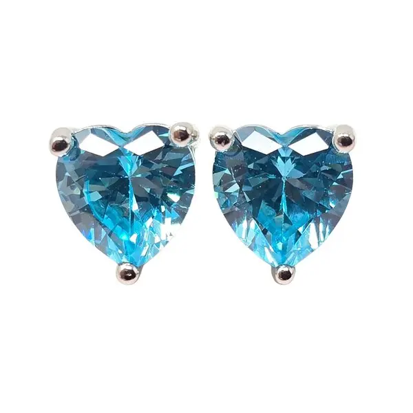 HARFI Heart Gemstone Stud Earrings - Silver/blue
