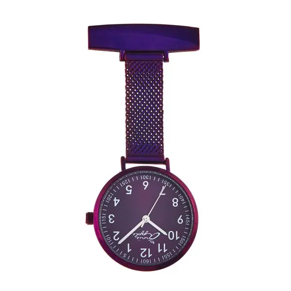 BERMUDA WATCH COMPANY Meraki Silver & Purple Mesh Nurse Fob Watch - Gray/purple