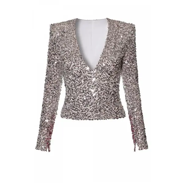 AGGI BY HALEWSKI Sequin Embellished Long Sleeve Top