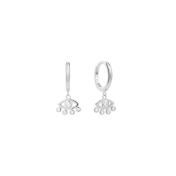 VANCHI Defender Evil Eye Hoop Earrings - Silver