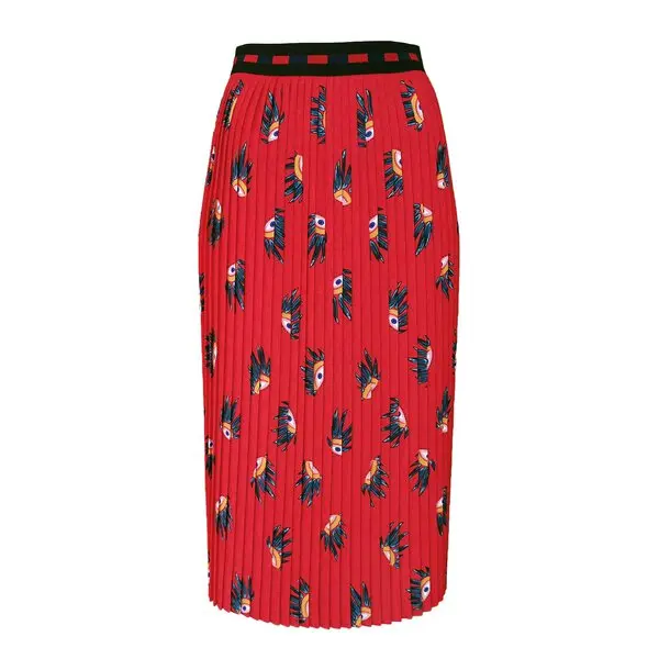 LALIPOP DESIGN Eyes On Printed Midi Pleated Skirt