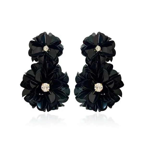 PINAR OZEVLAT Blossom Drop Earrings - Black