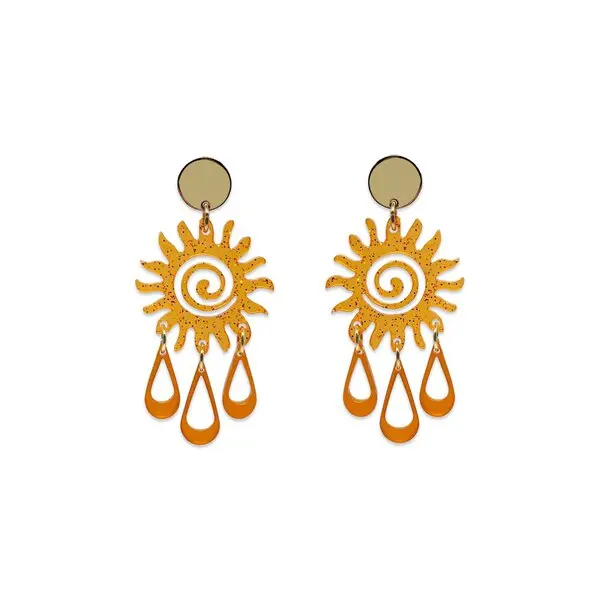TOOLALLY Sun Chandelier Earrings - Orange