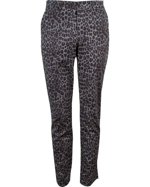 LORDS OF HARLECH Leopard Print Trousers - Black/grey