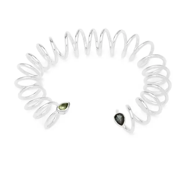 ARMATURE Blue Topaz & Green Tourmaline Curl Cuff - Blue/green/silver