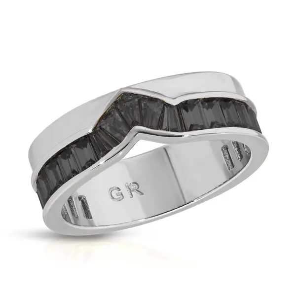 GLAMROCKS JEWELRY Peak Baguette Band Ring - Silver