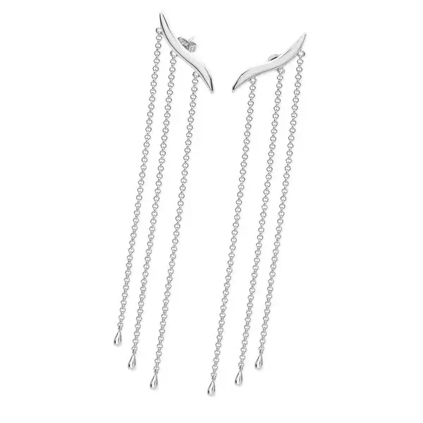 LUCY QUARTERMAINE Long Waterfall Earrings - Silver