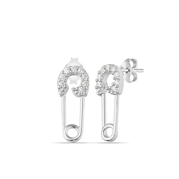 SPERO LONDON Sterling Safety Pin Stud Earrings - Silver