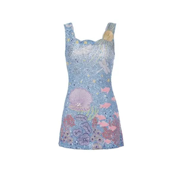 SONGS OF SIREN Oceana Embellished Dress - Blue