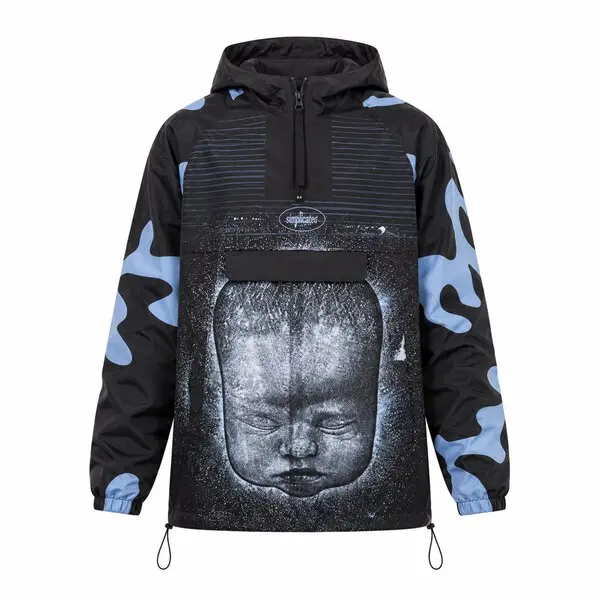 MYSIMPLICATED Water Repellent Windbreaker With Graphic - Blue/black