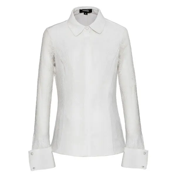 SMART AND JOY Fitted Long Sleeve Lace Shirt