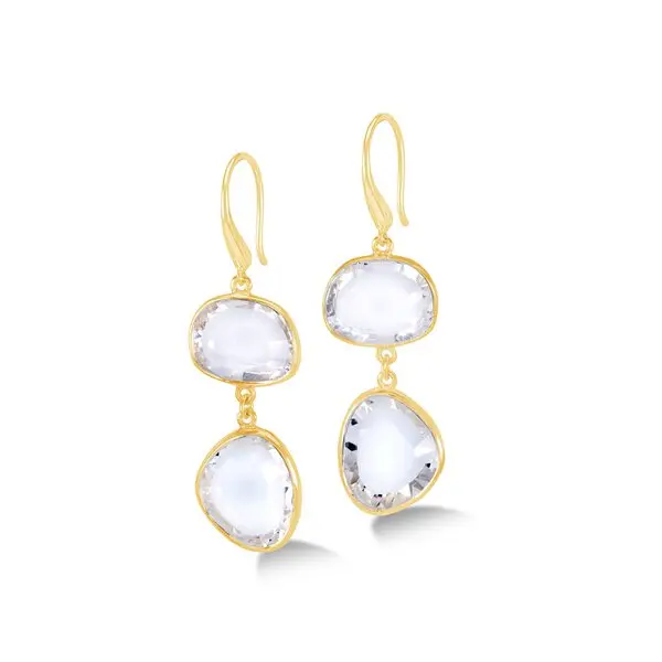DOWER & HALL Vermeil Rock Crystal Pebble Drop Earrings - Gold