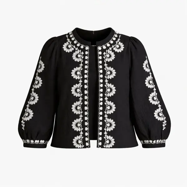 ROSE & NANCY Embroidered Throw-on Jacket