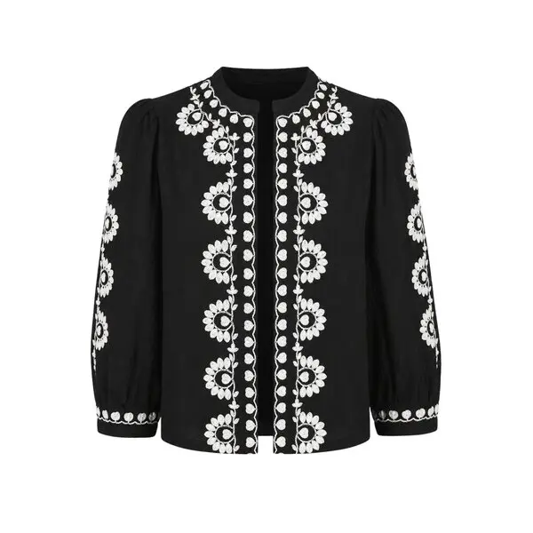 ROSE & NANCY Embroidered Throw-on Jacket