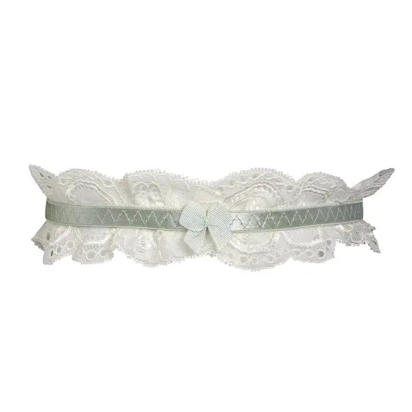 TALLULAH LOVE Lace Bridal Garter With Bow Detail - White/blue