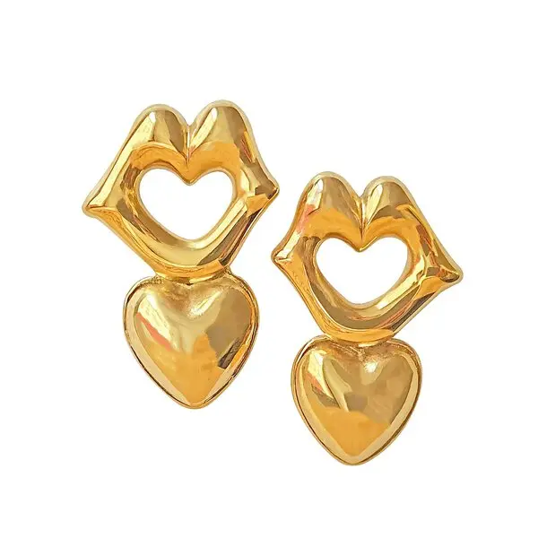 SMILLA BRAV Lips Dangle Earrings - Gold