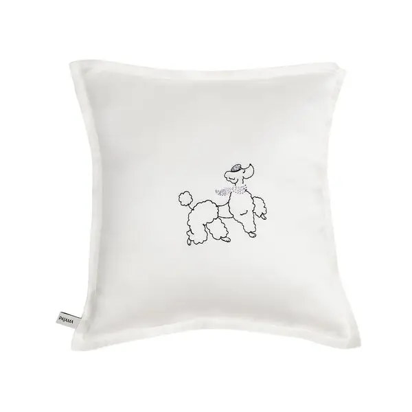 Not Just Pajama Diamond Poodles Silk Throw Pillow Single Poodle - White