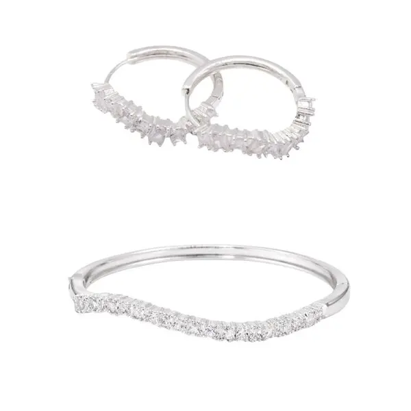 UCHI & SOTO Nami Stone Wave Earrings And Bangle Set - Silver